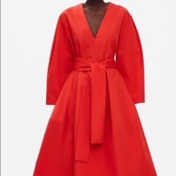Zara | Dresses | Zara Gorgeous Red Belted Dress | Poshmark